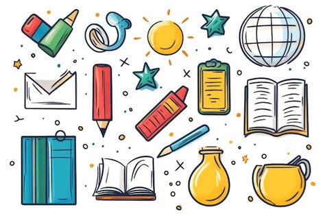 Materiais E Objetos Escolares Coloridos De Desenho Animado Imagem Premium Gerada Com Ia