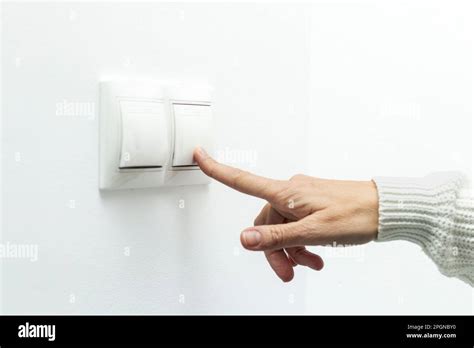 Activating Power Woman Pressing Energy Switch Stock Photo Alamy
