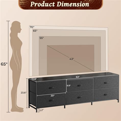 Huuger 63 Inch Long Dresser For Bedroom Wide Tv Stand