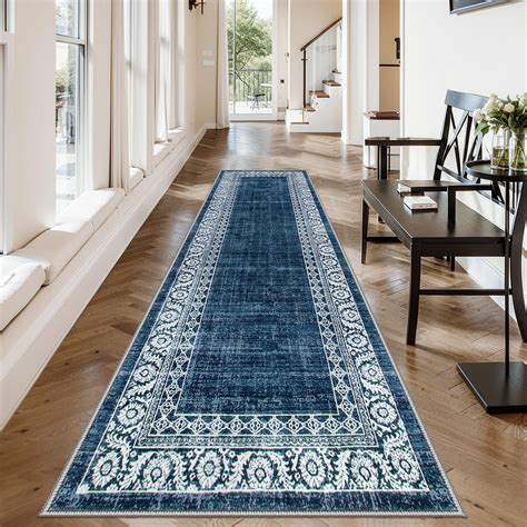 Lahome Blue Extra Long Hallway Runner Rug 26x 10