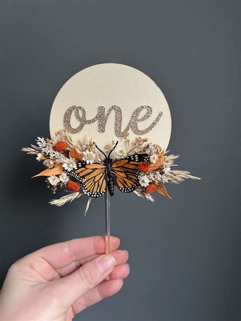 Butterfly One Cake Topper First Birthday Prop Boho Cake Topper