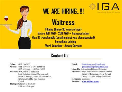 International Group Of Aamina Iga On Linkedin Waitress Filipina