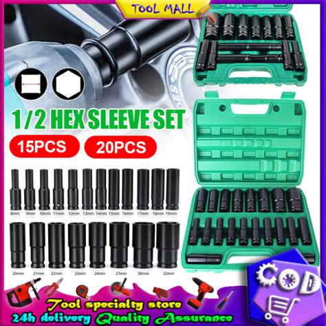 20 Pcs Set 1 2 Impact Wrench Socket Electric Power Tool Hex Socket Set Deep Socket Impact