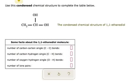 Solved Use This Condensed Chemical Structure To Complete The Table Below Oh Ch3 Ch2 Oh The