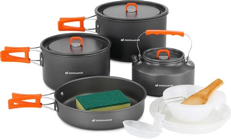 Odoland Camping Cookware Set Non Stick Lightweight Camping Kettle Pots
