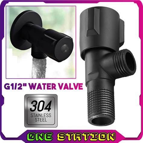 Sus304 Stainless Steel Black Kitchen Bathroom Faucet Angle Valve G1 2 Thread Water Control
