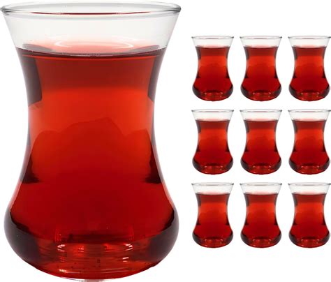 Pasabahce Crystal Turkish Tea Glasses And Saucers Set Of