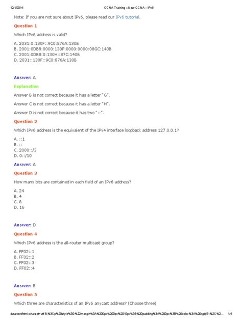 Ccna Ipv6 Questions Pdf I Pv6 Wide Area Network