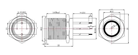 FILN Latching Push Button Switch 19mm 12v 120v IP68 Waterproof Illuminated Latching Push Button