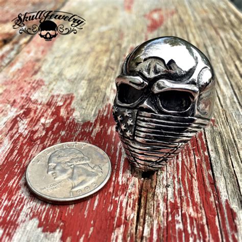 American Flag Skull Ring 445 Skulljewellery