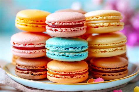 Assorted French Macarons Premium Ai Generated Image