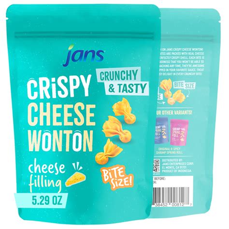 Jans Crispy Cheese Wonton With Cheese Filling Crunchy Bite Size Snacks 529 Oz Pack Of 1