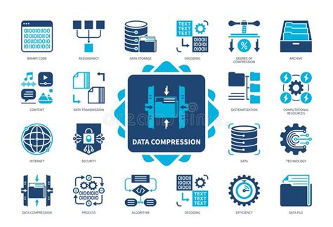 Data Compression Solid Icon Set Stock Illustration Illustration Of