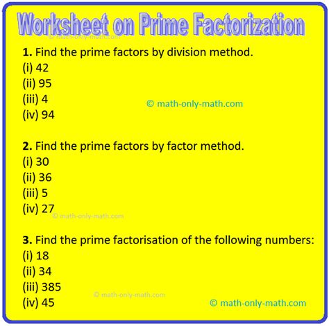 Worksheets Prime Factorization Worksheets Prime Factorization