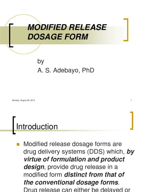 Modified Release Dosage Form Tablet Pharmacy Drugs