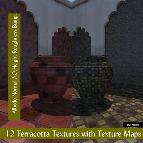 Seamless Terracotta Tiles And Texture Maps D Models For Daz Studio And Poser