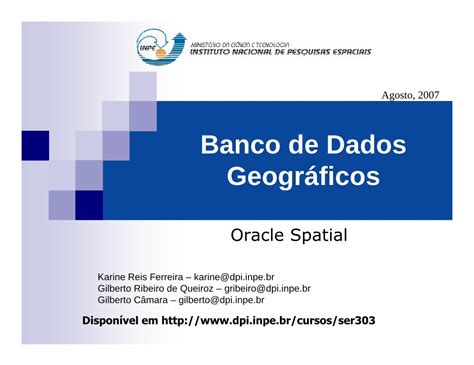 Pdf Banco De Dados Geográficos Dpiobtpebrlibexe
