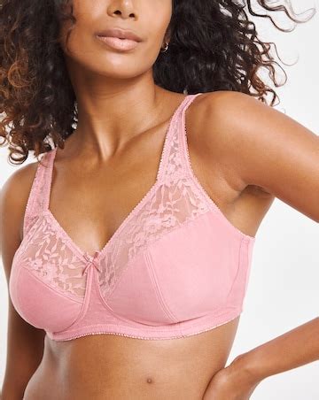 Pretty Secrets 2 Pack Cotton Lace Non Wired Full Cup Bras B G Pink