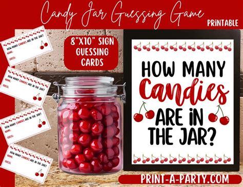 Cherry Candy Jar Guessing Game Printable Party Game Pdf Download