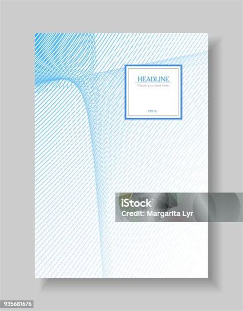 라인 아트 디자인의 표지 템플릿입니다 밝은 파란색과 흰색 라인의 추상 물결 모양 배경 브로셔 포트폴리오 프레 젠 테이 션 전단지 연례 보고서 포스터 전단지에 대 한 텍스트