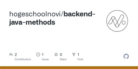 GitHub Hogebabenovi Backend Java Methods