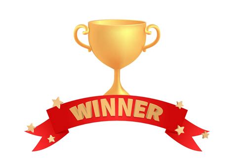 Golden Cup 3d Red Ribbon Winner 1st Place Minimal Gold Winners Stars