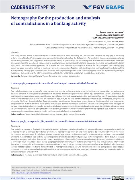 Pdf Netnography For The Production And Analysis Of Contradictions In A Banking Activity