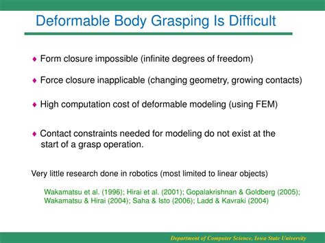 Ppt Robot Grasping Of Deformable Objects Powerpoint Presentation