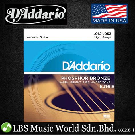 Daddario Ej16 Phosphor Bronze Light Acoustic Guitar String 12 53 Ej 16 Ej16e Lazada