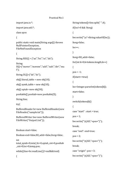 Spos All Output Practical No Import Java Import Java Class Spos { Public Static Void