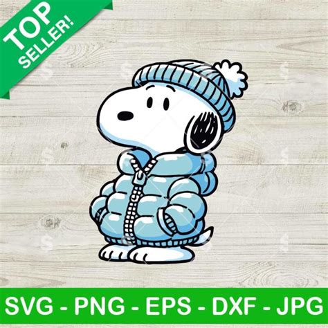 Snoopy Blue Puffer Jacket Svg Winter Snoopy Svg Snoopy Puffer Jacket Svg