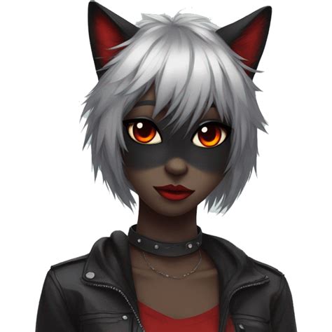 Anthro Edgy Cool Beautiful Black Cat Fursona With Emo Hair Bangs With