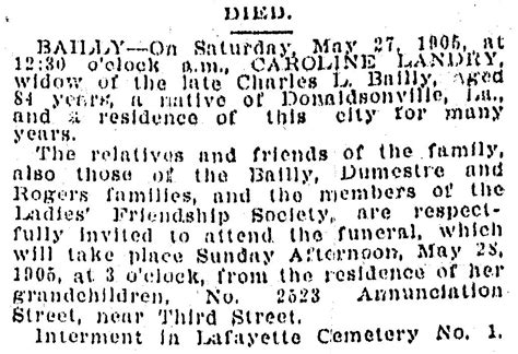 Caroline Emilie Landry Bailly 1820 1905 Find A Grave Memorial