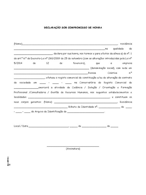 Minuta Declaração Compromisso Honra De Empresa Pdf Minuta Declaração Compromisso Honra De Empresa Pdf
