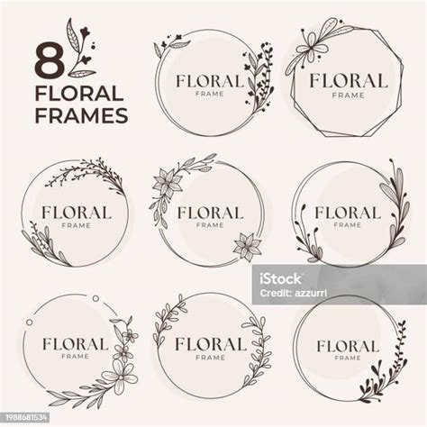 Set Template Bingkai Bunga Yang Elegan Ilustrasi Stok Unduh Gambar