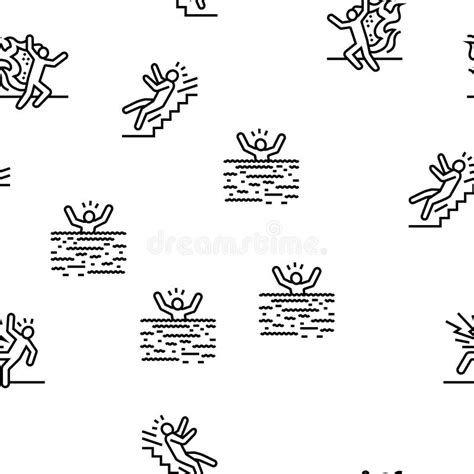 Accident Injury Safety Man Risk Vector Seamless Pattern Stock Vector