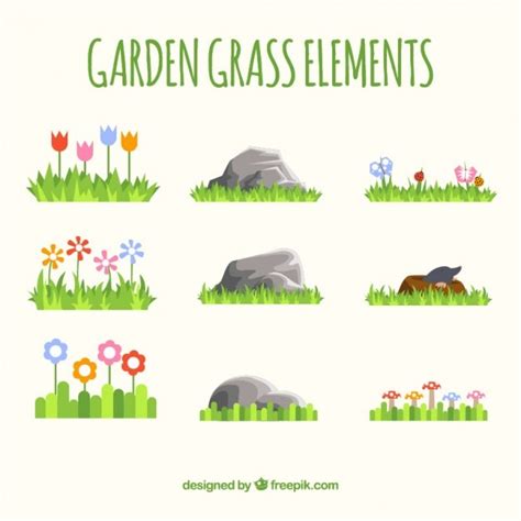 Premium Vector Garden Grass Elements