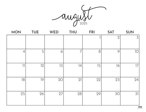 August 2025 Calendar With Holidays Printable
