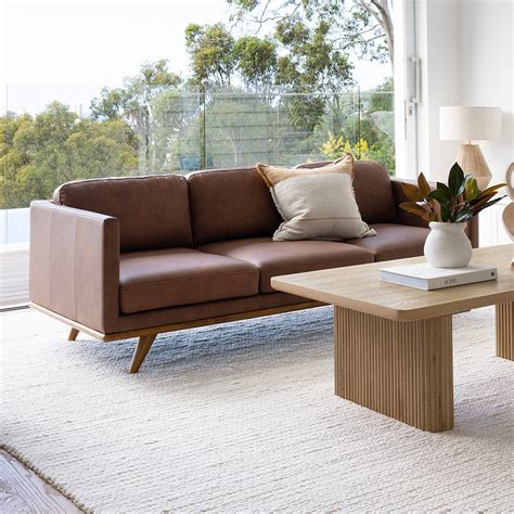 Manly Italian Leather Couch Indoor 3 Seater Hazel Lounge Sofa Bay