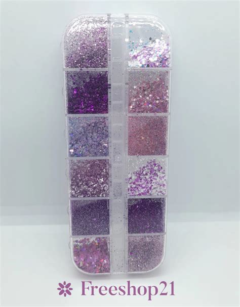 Bandeja De Glitter Roxo Lilás Decoração C 12 Variações Luck Nails