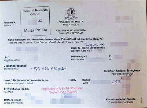 Sample Malta Canago Visa Consulting