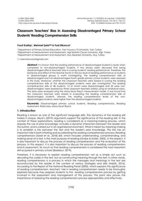 Pdf Classroom Teachers Bias In Assessing Disadvantaged Primary