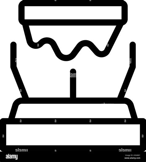 3d Printer Printing Liquid Model On White Background Line Style Icon