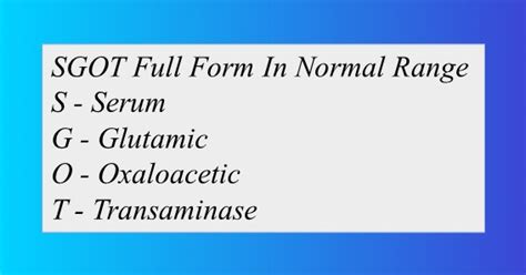 Sgot Full Form And Meaning