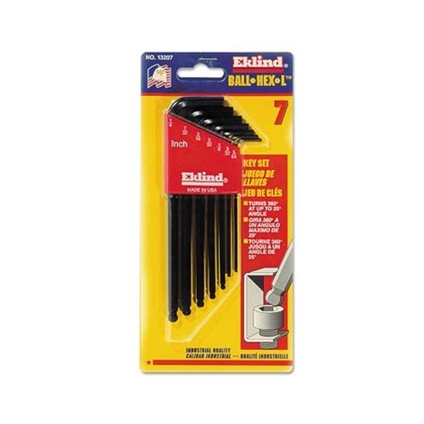 Eklind Tool Ball Hex L Key Sets 7 Per Holder Hex Ball Tip Inch 6