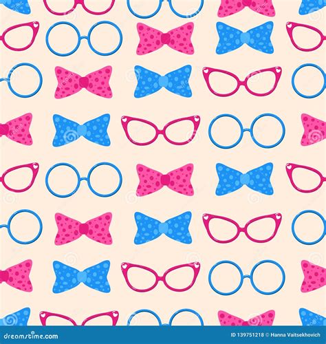 Seamless Pattern With Glasses And Bows Vector Illustration Eps Stock