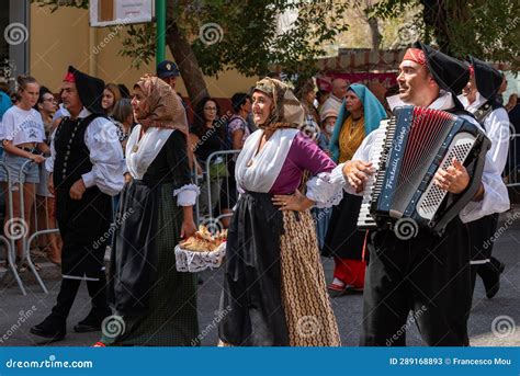 Sardinia Italy Feast Of The Redeemer Traditional Costumes Parade