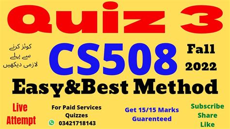 Cs508 Quiz No 3 Solution Fall 2022 Cs508 Quiz 3 2023 Cs508 Quiz 3 Live
