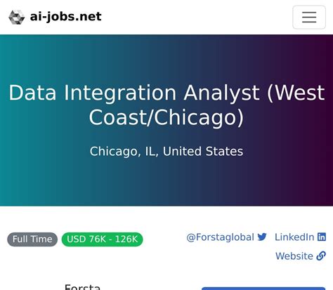 Hiring Data Integration Analyst West Coastchicago In Chicago Il