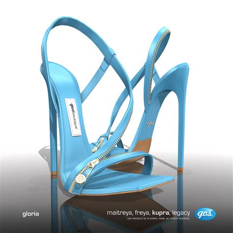 Second Life Marketplace [gos] Gloria Safety Pin Sandals Blue Atoll